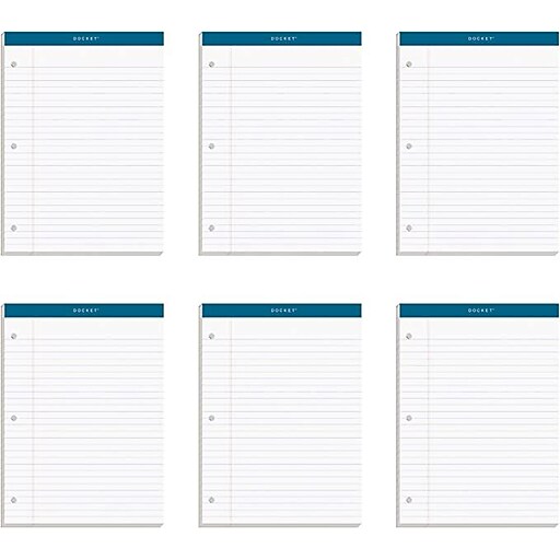TOPS Docket Notepads, 8.25" x 11.75", Wide, White, 100 Sheets/Pad, 6 ...