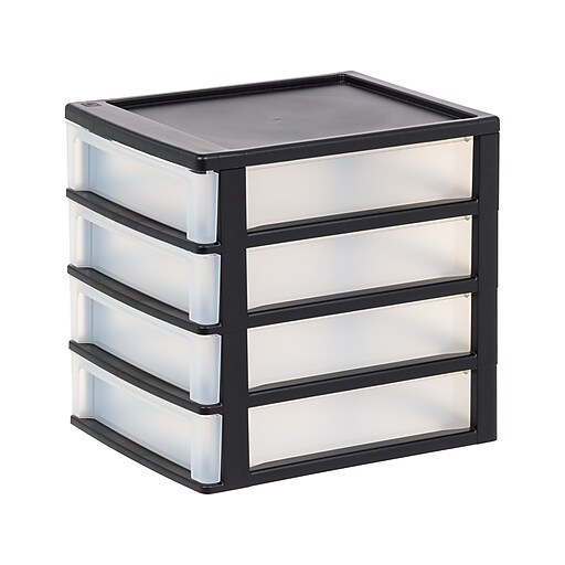 Iris 4-Drawer Desktop Unit, Black/Translucent White (587023) | Staples