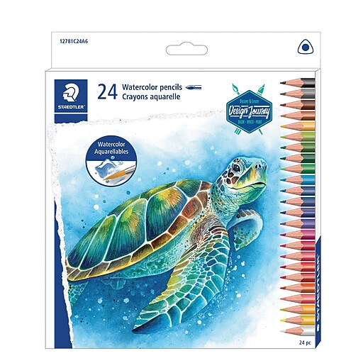 Staedtler Triangular Watercolor Pencils, Assorted Colors, 24/Box (1271 ...