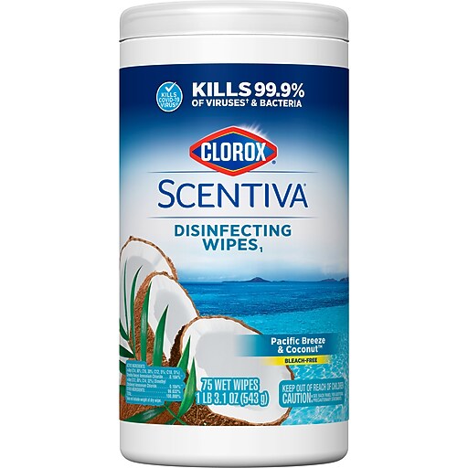 Clorox Scentiva Disinfecting Wipes, Pacific Breeze & Coconut Scent, 75 ...