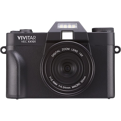 Vivitar VEC XX101 20MP 4K Digital Camera, 0.45X Optical Zoom, Black (VECXX101-BLK-STK-4) | Staples