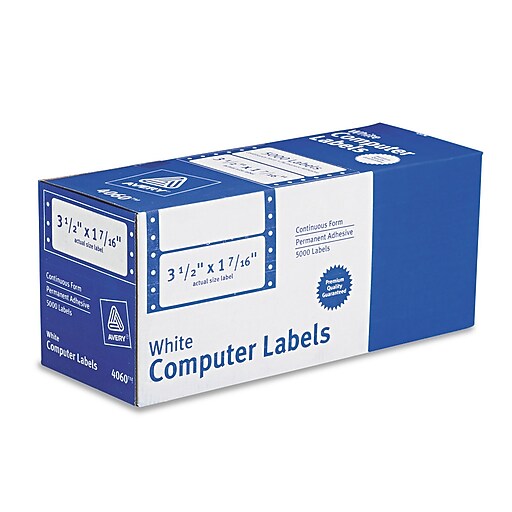 Avery Computer Labels, Dot Matrix Labels and Pin-Feed Labels, 1-7/16" x ...