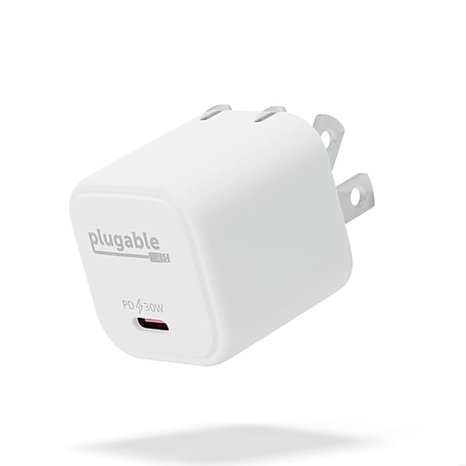 Plugable 30W GaN USB C Charger Block, White (PS-30C1W) | Staples