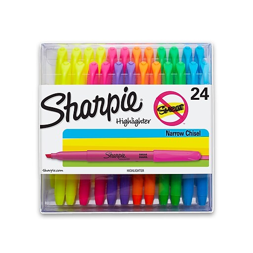 Sharpie Stick Highlighter, Chisel Tip, Assorted, 24/Pack (1761791 ...