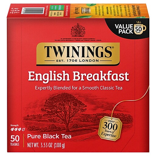 Twinings English Breakfast Black Tea Bags, 50/Box (F05331) | Staples
