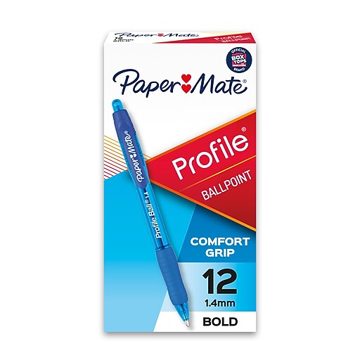 Paper Mate Profile Retractable Ballpoint Pen, Bold Point, Blue Ink ...