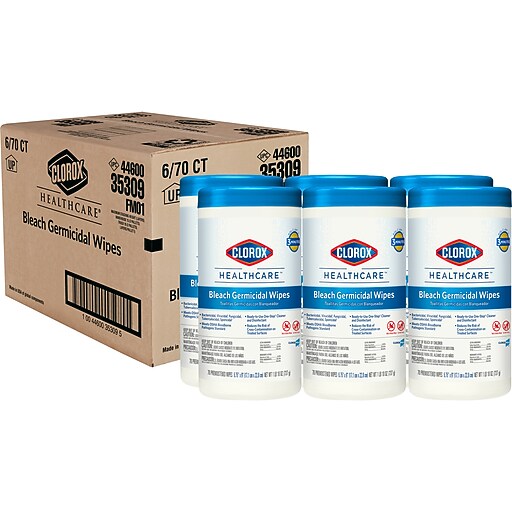 Clorox Healthcare Disinfecting Wipes, Clean Scent, 70 Wipes/Canister, 6 ...