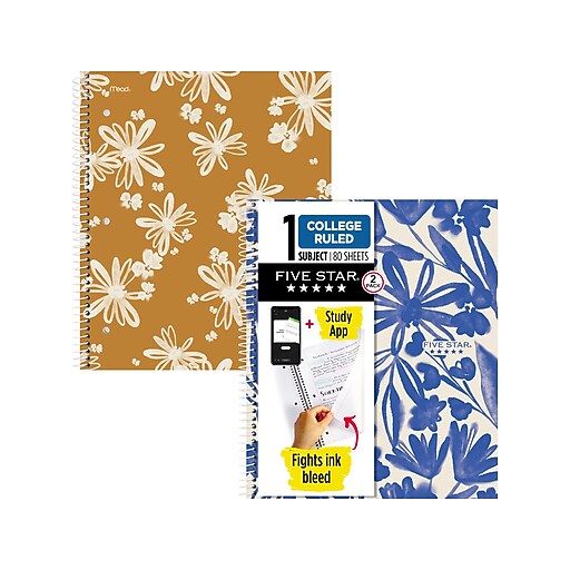 Five Star Soft Petals 1-Subject Notebooks, 8.5" x 11", College-Ruled ...