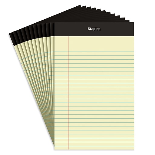 Staples Notepads, 5" x 8", Narrow Ruled, Canary, 50 Sheets/Pad, Dozen ...