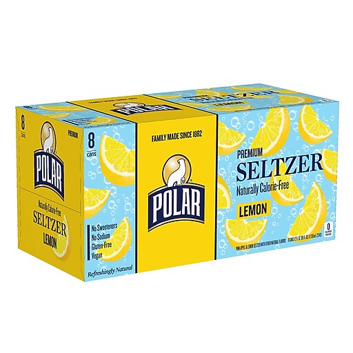 Polar Lemon Sparkling Water, 12 oz., 24/Carton (00234) | Staples