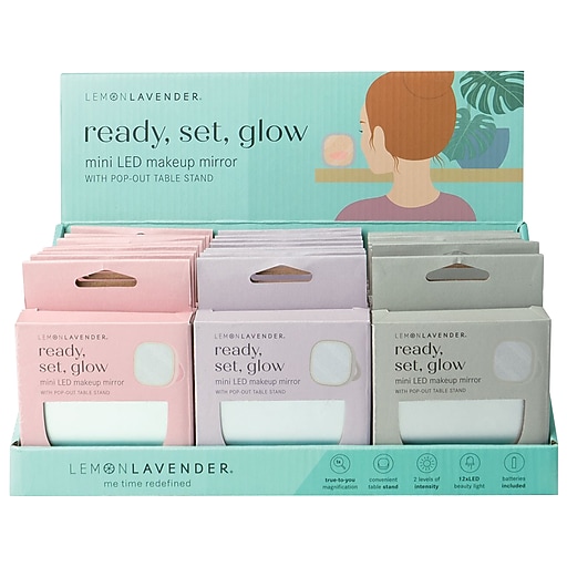 DM Merchandising Lemon Lavender Mini LED Makeup Mirror, Assorted Colors ...