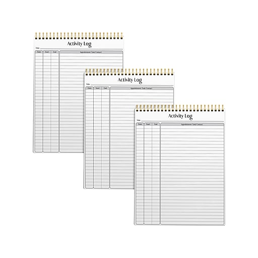 Better Office Activity Log Notepad & Refill, 8.5" x 11", Ruled, White ...