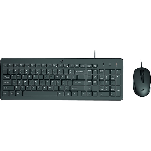 HP 150 240J7AA Ergonomic Keyboard and Optical Mouse Combo, Black | Staples