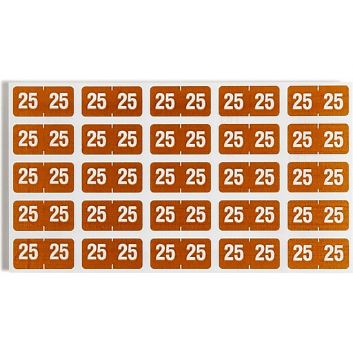 Smead "25" ETS Color-Coded Labels, 1" x 0.5" Brown, 25 Labels/Sheet, 10 ...