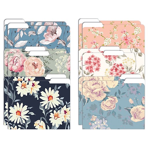 Better Office Traditional Floral Heavyweight File Folders, 1/3-Cut Tab ...