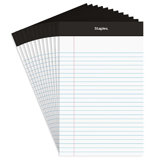 Staples Notepads, 5" x 8", Narrow Ruled, White, 50 Sheets/Pad, Dozen ...