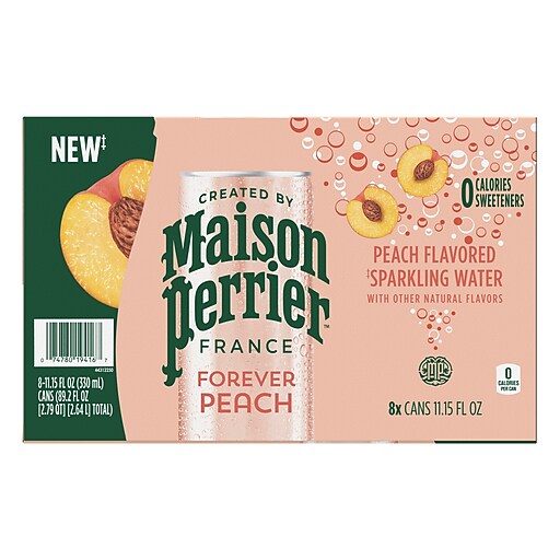 Perrier Peach Flavored Sparkling Mineral Water, 330 ml, 8/Pack ...