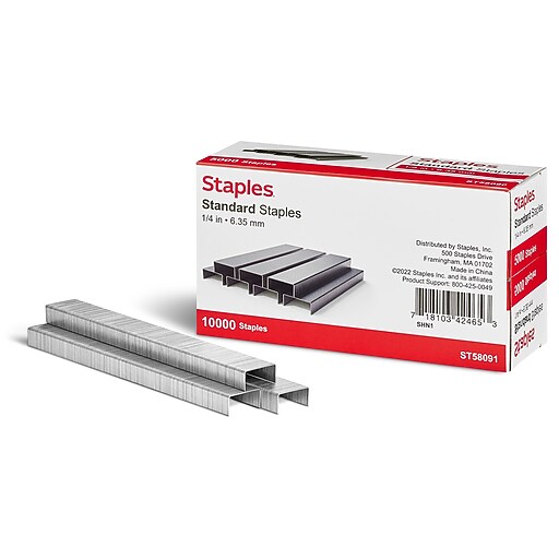 Staples Standard Staples, 1/4" Leg Length, 5000/Box, 2/Pack (TR58091 ...