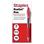 Staples ProGel™ Retractable Gel Pen, Bold Point, 1.0mm, Red Ink, Dozen ...
