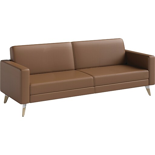 Safco Resi 77" Vinyl Lounge Sofa, Cognac (1730RESFEET4PKCOG) | Staples