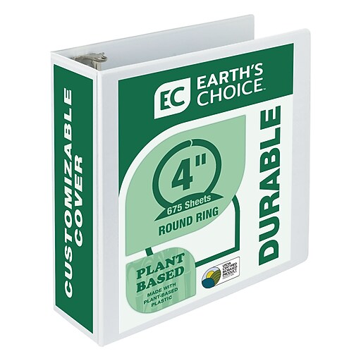 Samsill Earth's Choice Plant-Based Durable 4" View Binder, 3-Ring ...