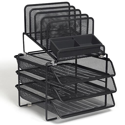 TRU RED™ All-In-One 10-Compartment Wire Mesh Compartment Storage, Matte ...