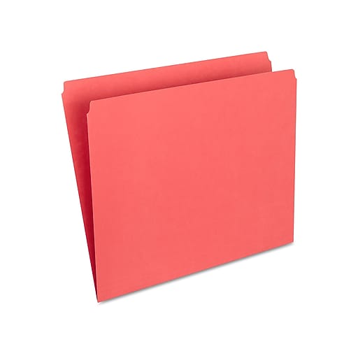 Staples File Folder, Single Tab, Letter Size, Red, 100/Box (ST509646-CC ...