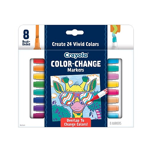 Crayola Color-Change Dual-End Markers, Chisel Tip, Assorted Colors, 8 ...