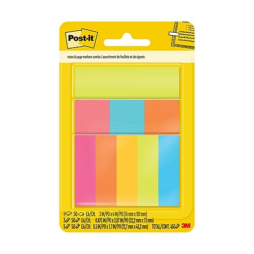 Post-it Sticky Notes Combo Pack with Pagemarkers, Assorted Collection ...