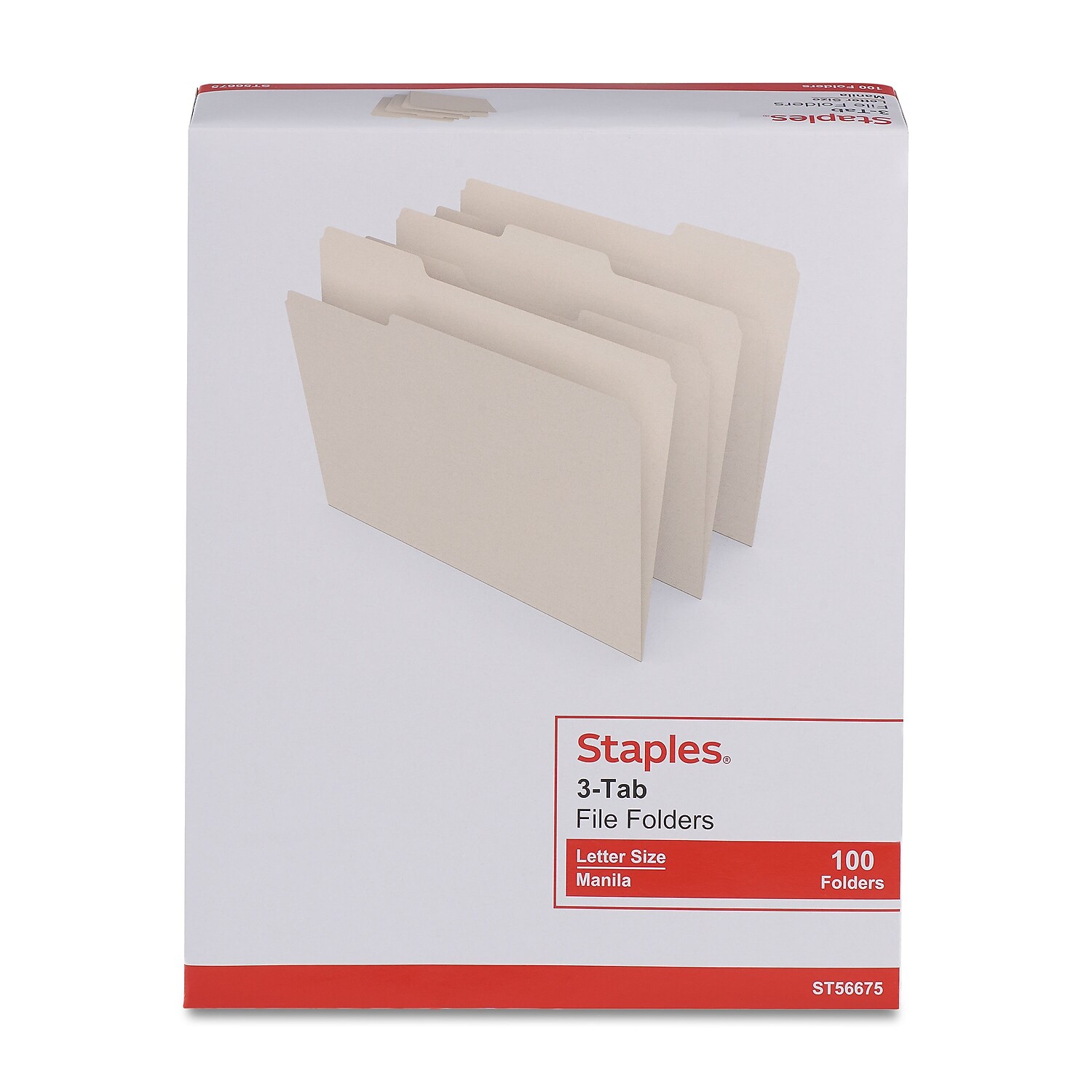Staples+TR56675+3+Cut+Tab+Letter+Size+File+Folder%2C+Manila+-+100+Pack ...