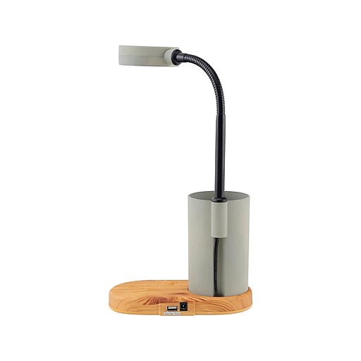 V-Light LED Multifunctional Desk Lamp, 18.75", Gray/Wood (SVLC0052WUG ...