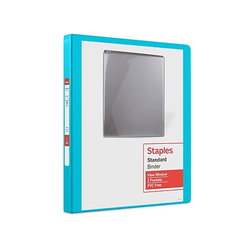Staples 1/2" 3-Ring View Binder, D-Ring, Teal (55422/26429) | Staples