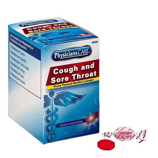 PhysiciansCare Cough & Sore Throat Lozenges, Cherry, 50/Box (90306 ...