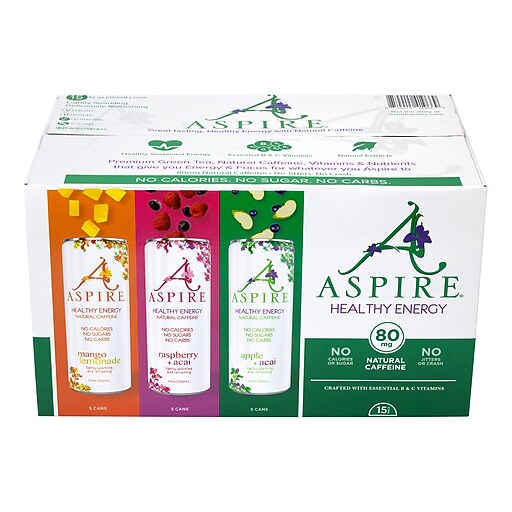 Aspire Sugar-Free Energy Drink Variety Pack, 12 oz., 15/Box (46) | Staples