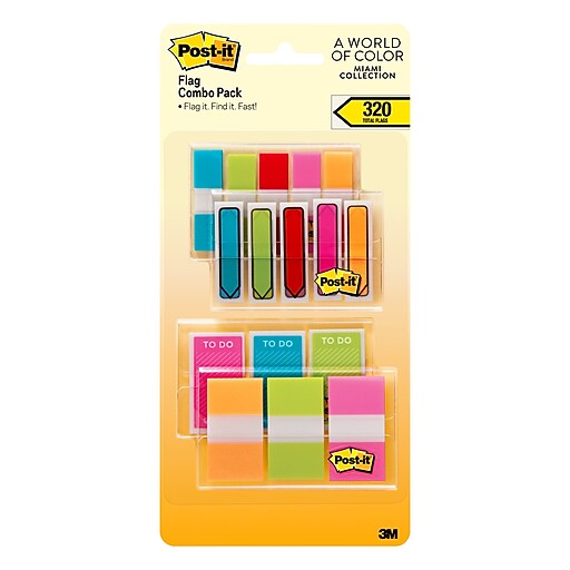 Post-it Flags Combo Pack, Assorted Colors, 320 Flags/Pack (683-XLM ...