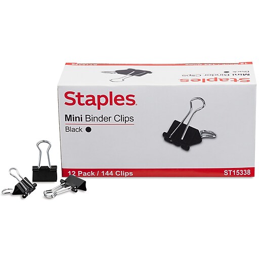 Staples Mini Binder Clips, 0.25" Capacity, Black, 144 Clips/Pack ...