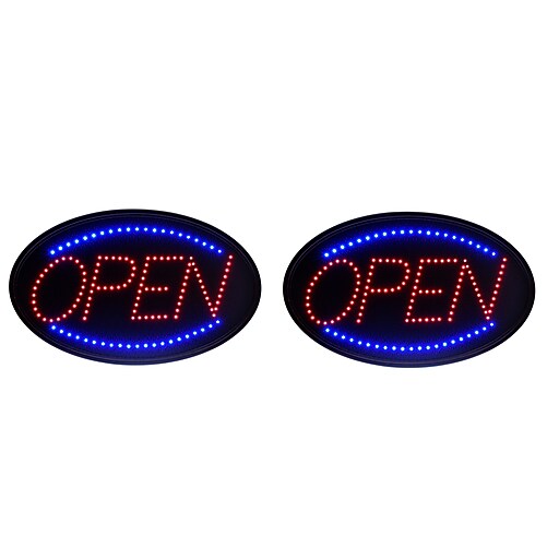 Alpine Industries Open Indoor LED Oval Sign, 23" x 14", 2/Pack (497-02 ...