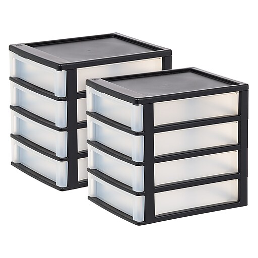 Iris 4-Drawer Desktop Unit, Black/Translucent White, 2/Pack (587019 ...