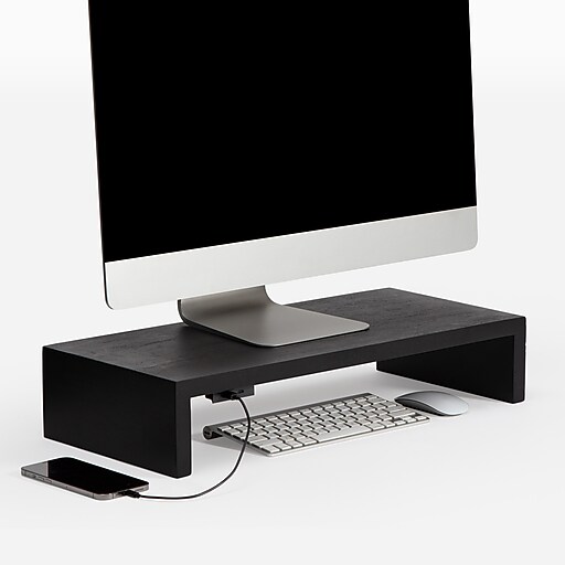 Anji Mountain Mango Wood Monitor Stand, Up to 32" Monitor, Black (MS ...