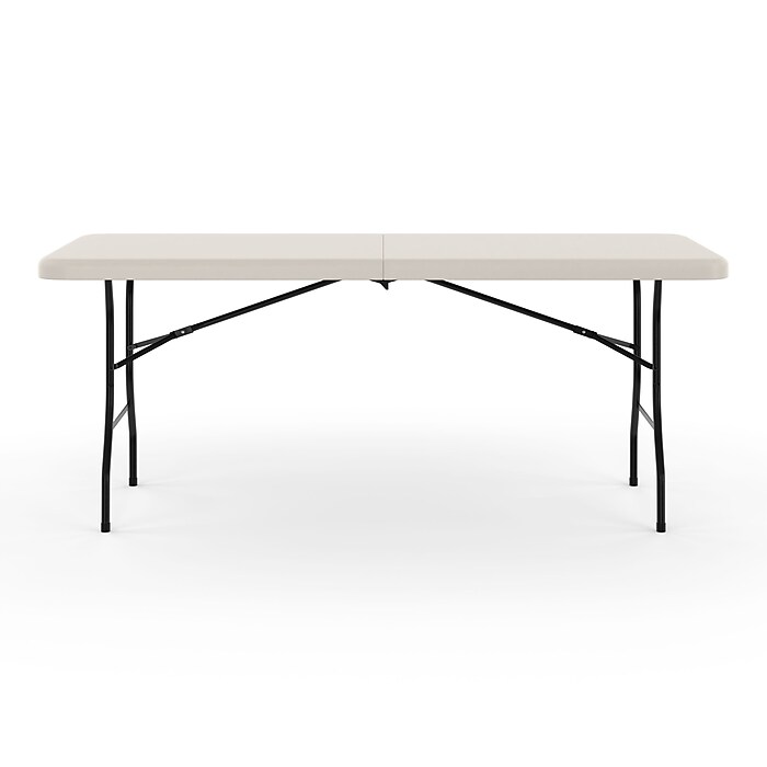 Staples 6 x 30 Heavy Duty Plastic Folding Table Light Gray 79223 54272 Staples