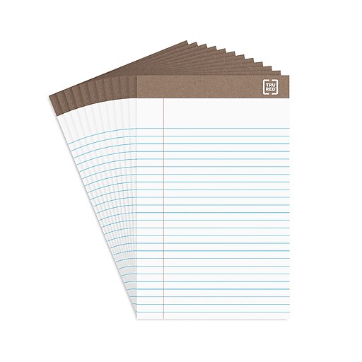 TRU RED™ Notepad, 5" x 8", Narrow Ruled, White, 50 Sheets/Pad, Dozen ...