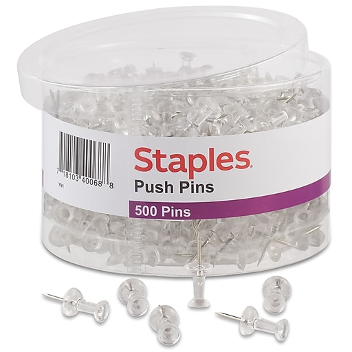 Staples Push Pins, Clear, 500/Pack (32014) | Staples
