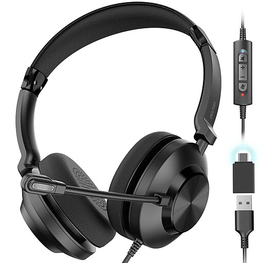Delton 32Y MS Teams Noise-Canceling On-Ear Computer Headset, USB Type-A ...