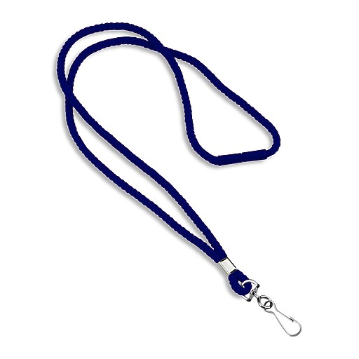 IDville 36" Blank Round Woven Breakaway Lanyards with J-Hook, Navy, 25 ...