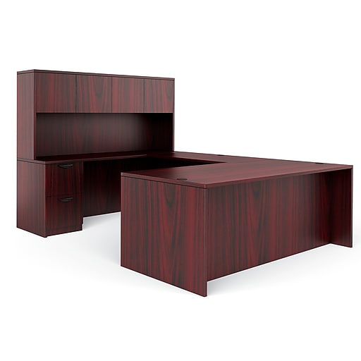 Offices to Go Laminate Executive Desk Bundle, American Mahogany (TDOTG2 ...