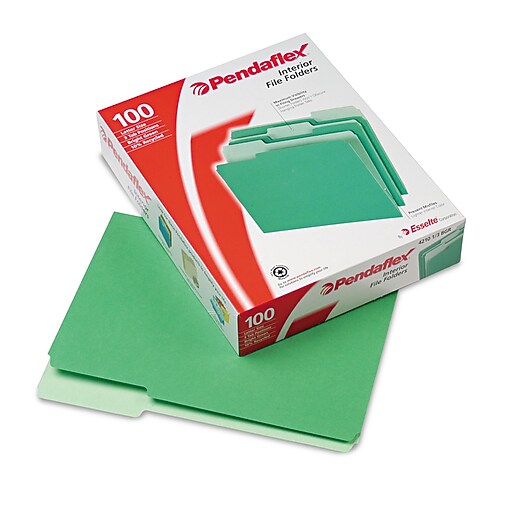 Pendaflex Recycled File Folder, 1/3-Cut Tab, Letter Size, Bright Green ...
