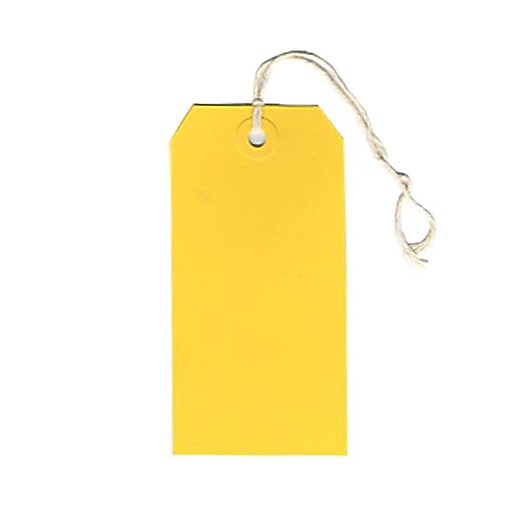 JAM Paper® Gift Tags with String, Medium, 2 3/8 x 4 3/4, Yellow, 10 ...