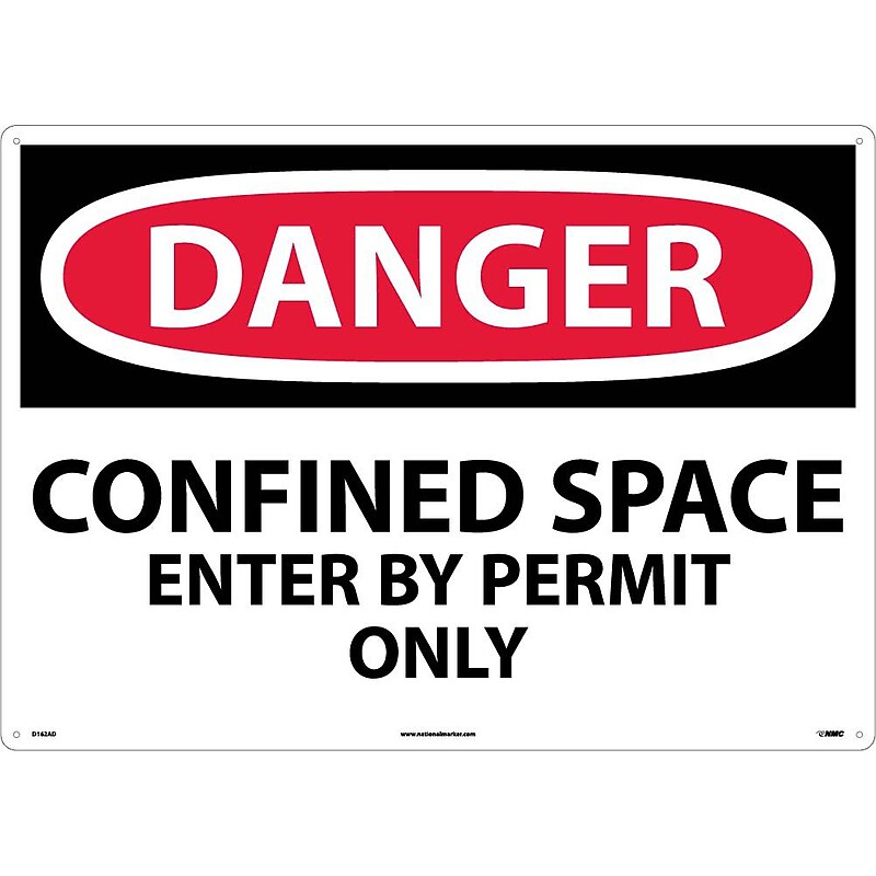 Confined Space Enter By Permit Only, 20X28, .040 Aluminum, Danger Sign ...