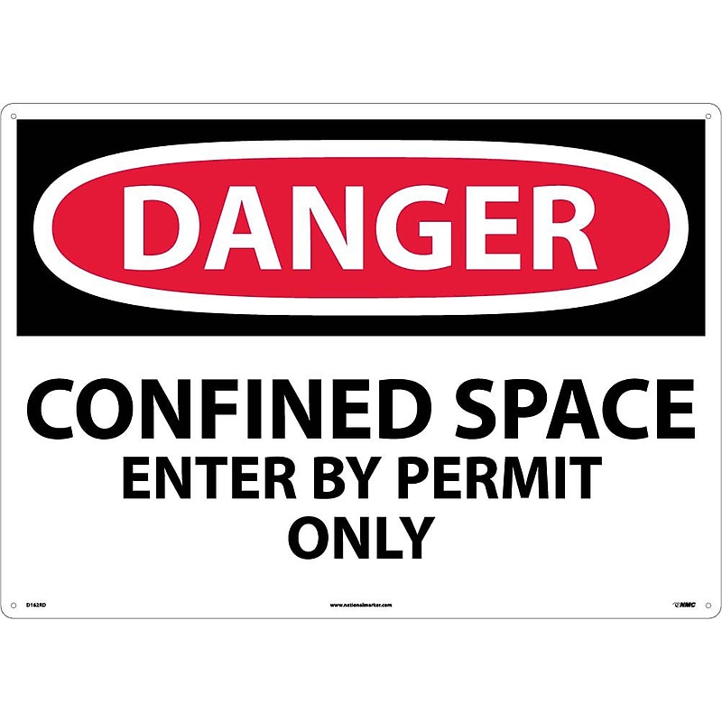 Confined Space Enter By Permit Only, 20X28, Rigid Plastic, Danger Sign ...