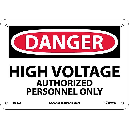 High Voltage Authorized Personnel Only, 7X10, .040 Aluminum, Danger ...